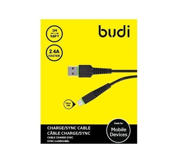 Budi – Charge/Sync Micro USB Cable 3M – Tag Store